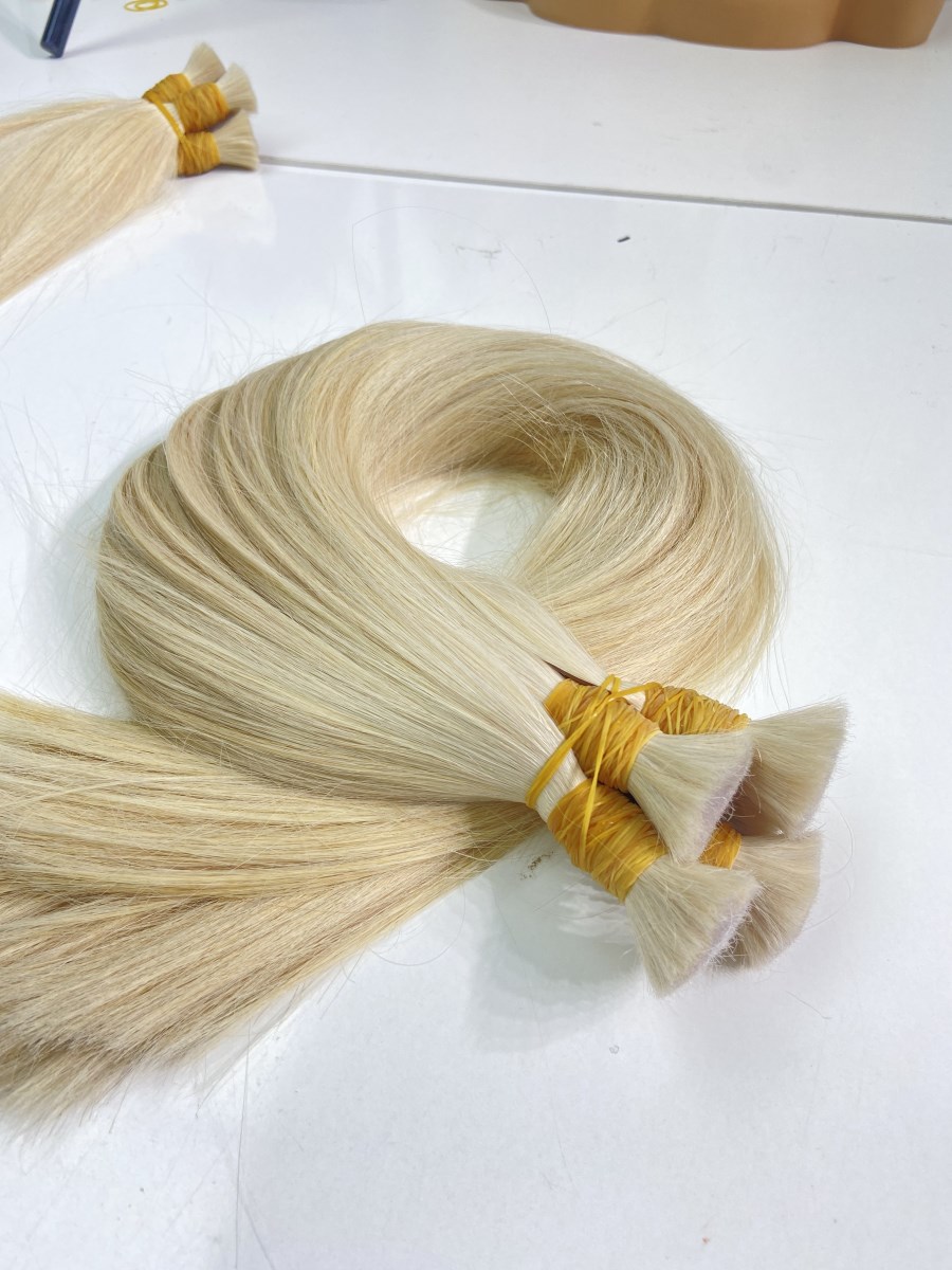 Bulk hair Extensions Blonde color Super Double Drawn Virgin hair